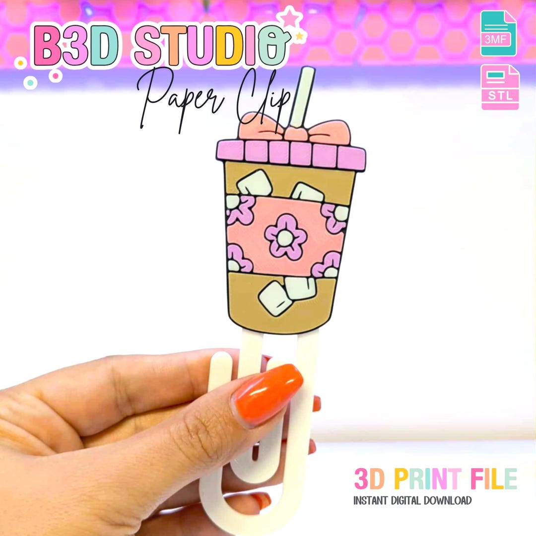 Iced Coffee Paper Clip 3D Print File (STL & 3MF Digital Download) - Etsy