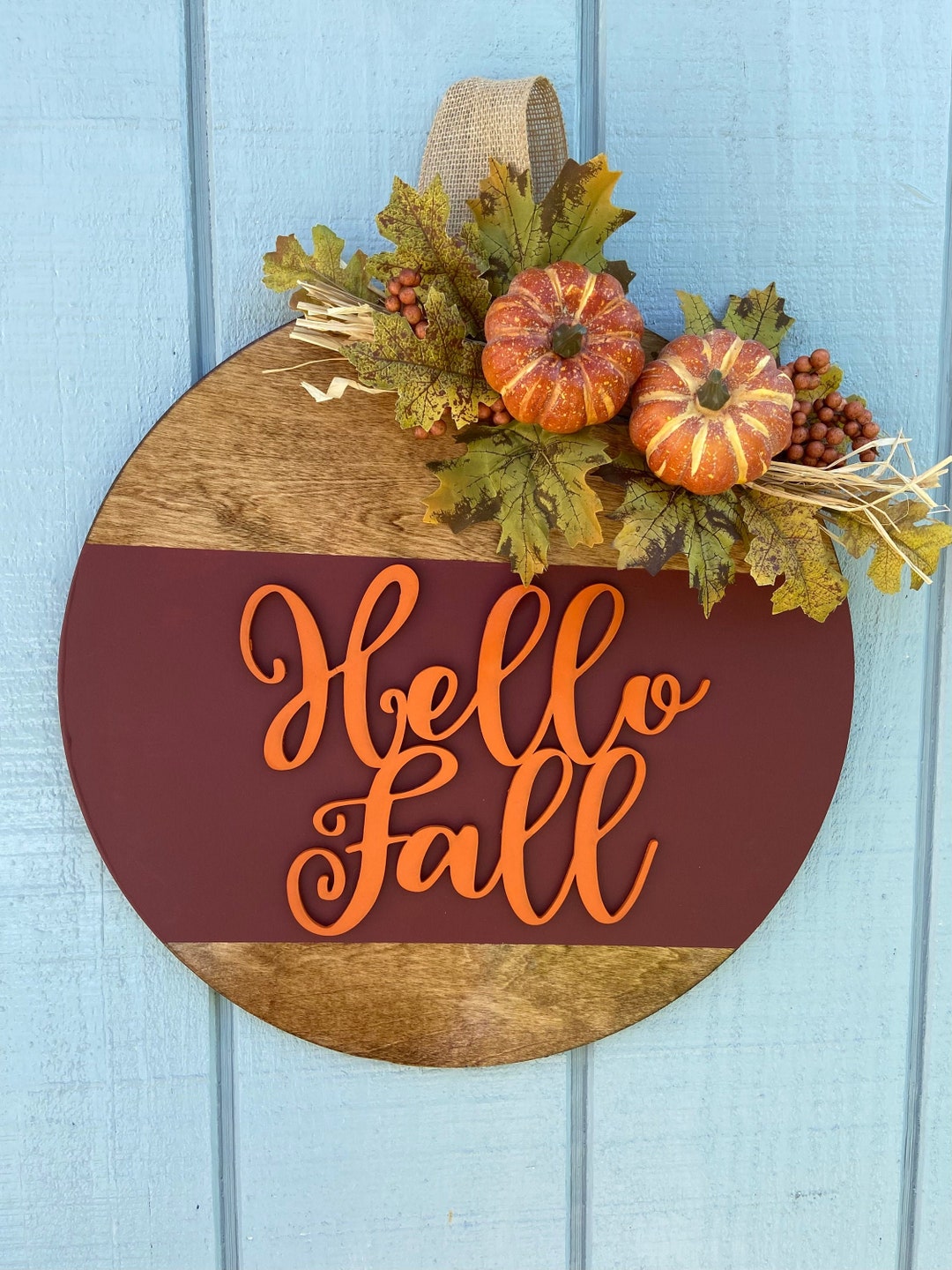 Hello Fall Door Sign, Fall Door Hanger, Fall Front Door Sign, Autumn ...