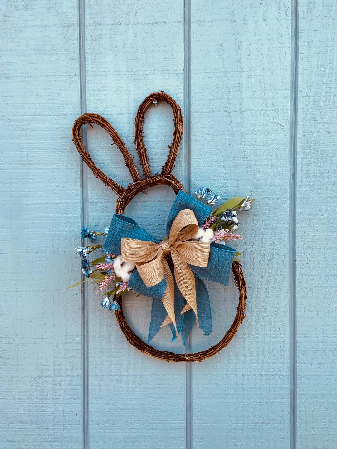 Easter Bunny Wreath, Bunny Shaped Wreath, Easter Wreath, Spring Wreath ...