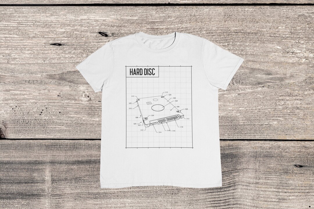 Hard Disc Blueprint T Shirt / Hard Disc T Shirt / Computer Nerd T Shirt ...
