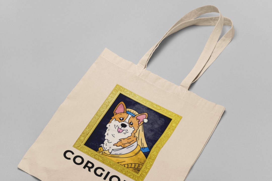 Corgi Tote Bag girl With a Pearl Earring Tote Bag Vermeer Welsh Corgi ...