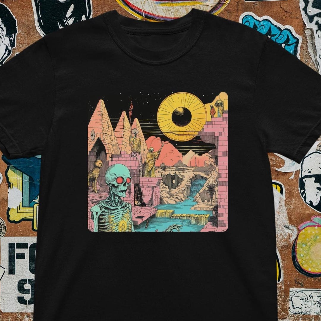 Trippy Skeleton Pyramid T-shirt: Retro Psychedelic Vaporwave Tee - Etsy