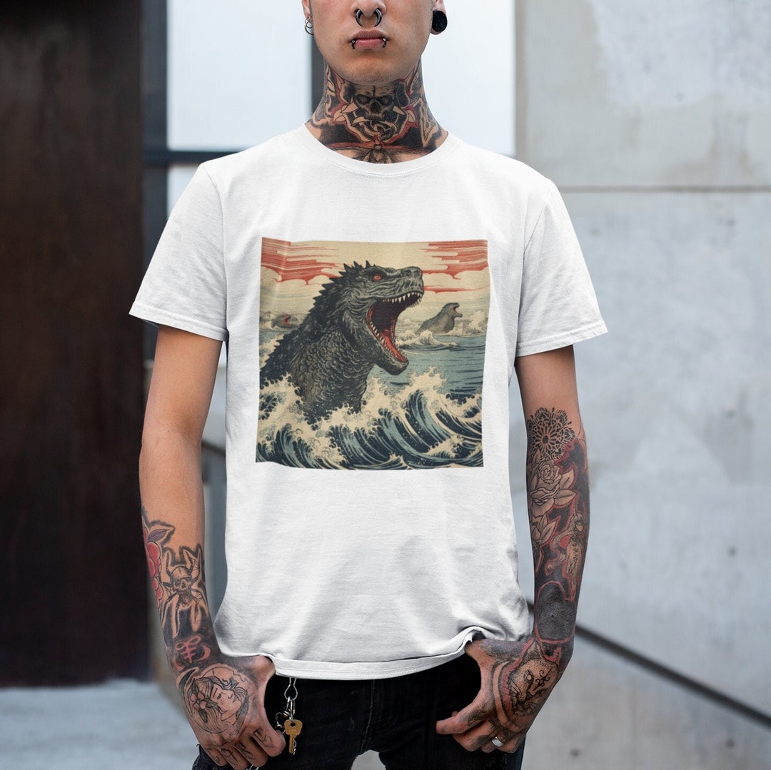Godzilla X Great Wave off Kanagawa T Shirt | Hokusai | Japan Cult Movie ...