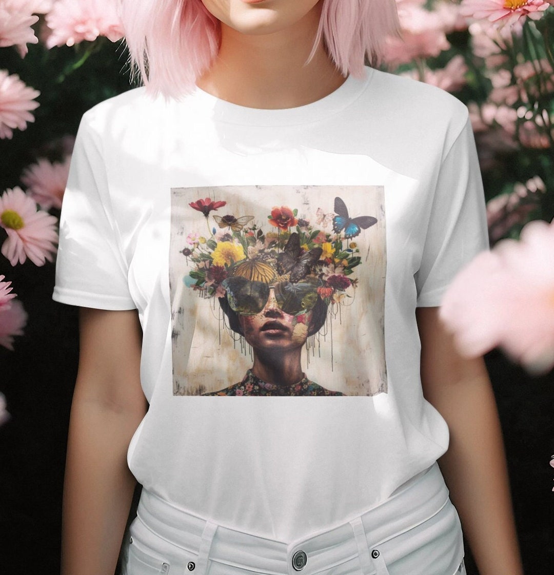Gothic Bleeding Skull T-shirt / Edgy / Dark Art / Flower Crown / Goth ...