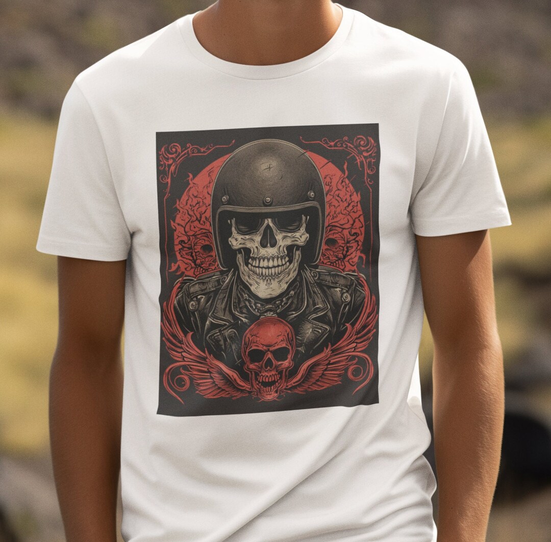 Gothic Moto Rider Skeleton T-shirt: Darkcore Cotton Tee - Etsy UK