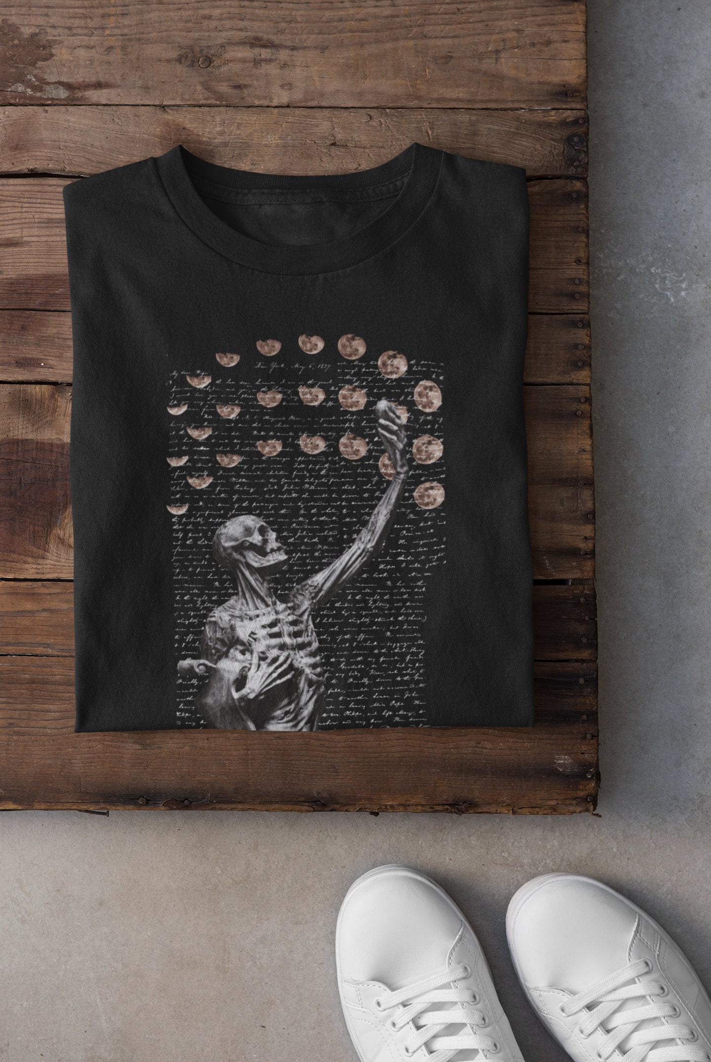 Skeleton and Moon Shapes / Skeleton In Writings / Aesthetic / | Etsy