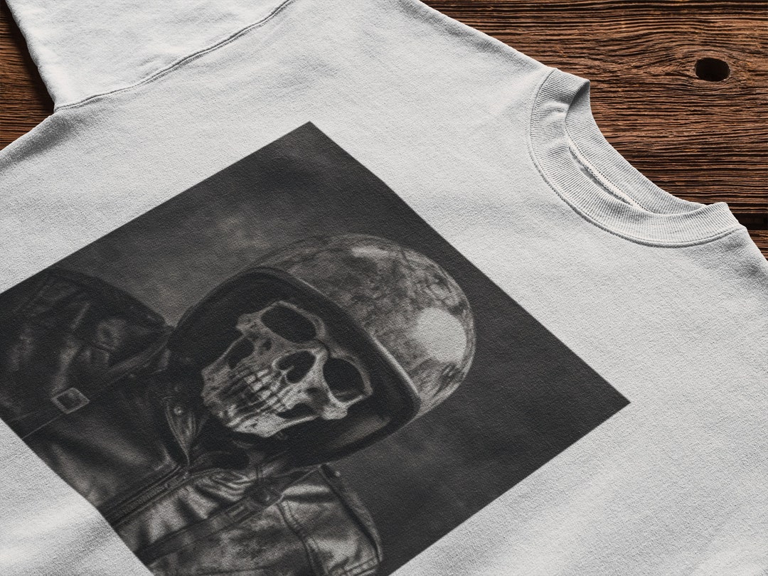 Skeleton Rider T Shirt Black and White Art Skull Horror Chopper Unisex ...