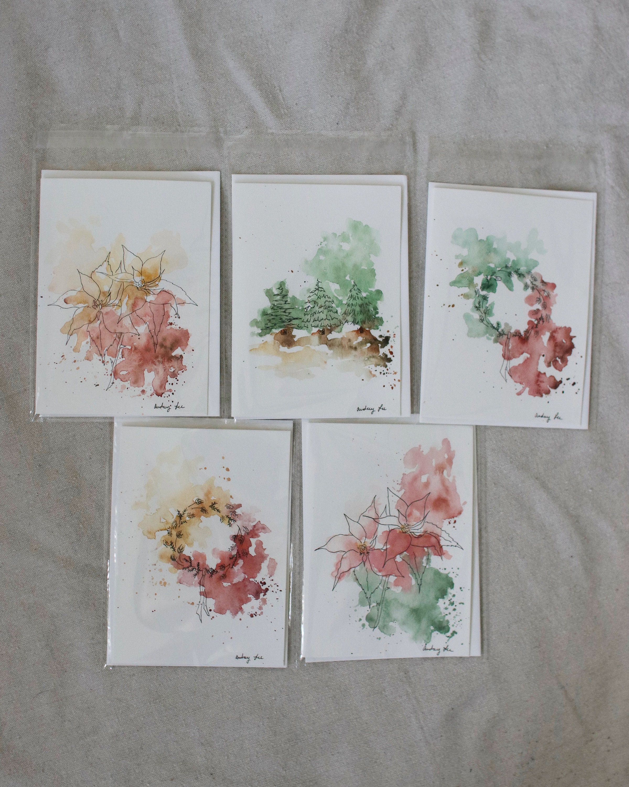 Hand Painted Watercolor Christmas Cards - Etsy