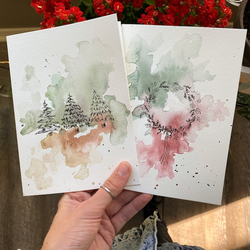 Watercolor Christmas Cards - Etsy