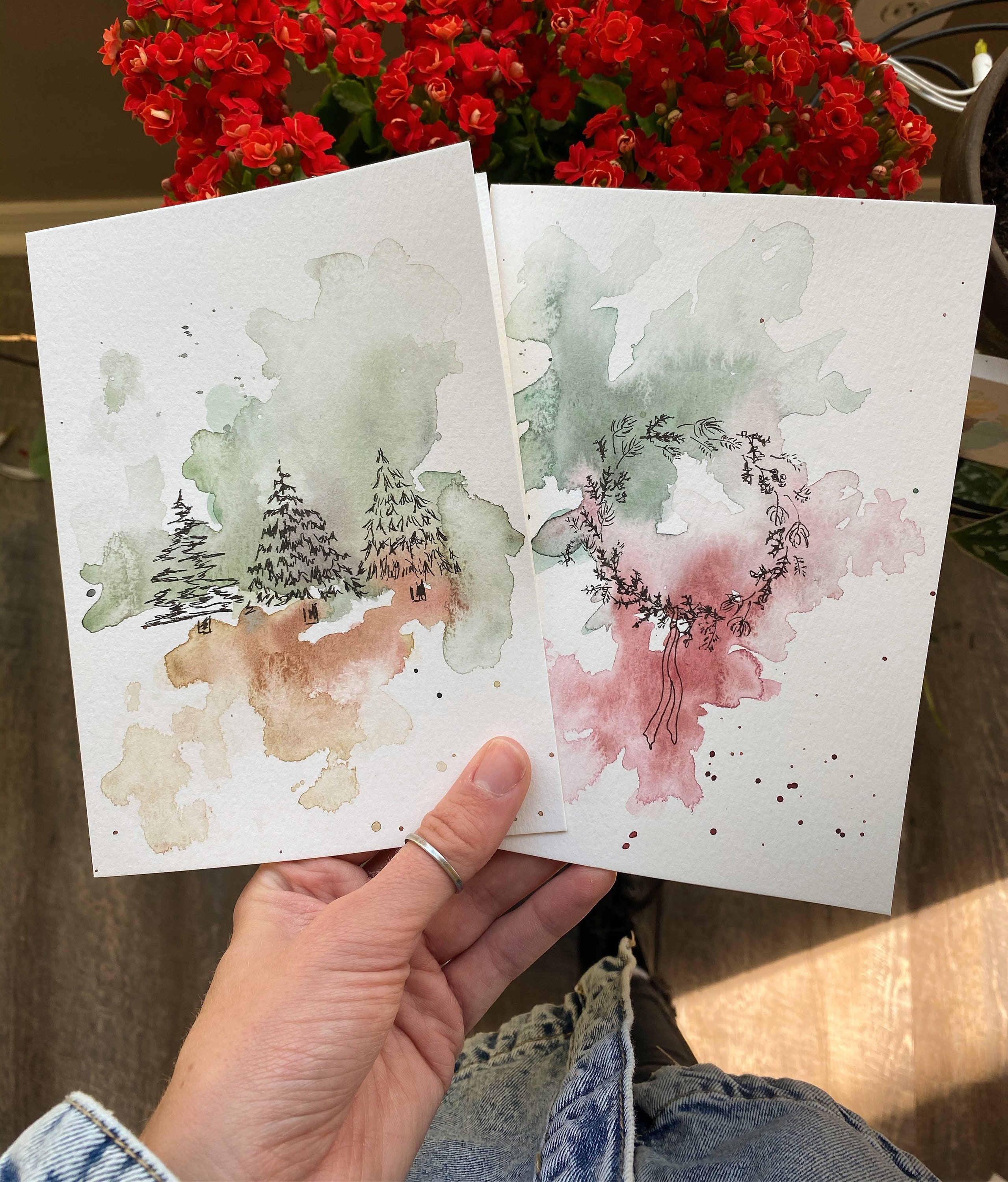 Hand Painted Watercolor Christmas Cards - Etsy