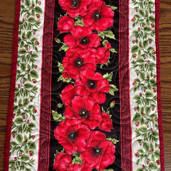 Red Poppy Table Runner - Etsy