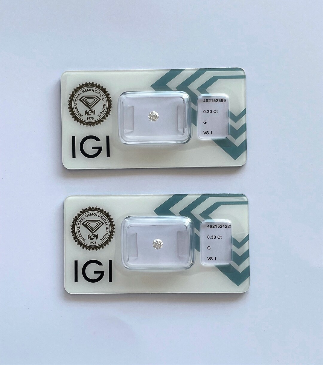 0.60 CT Natural DIAMONDS Pair IGI Certified G Color VS1 Clarity ...