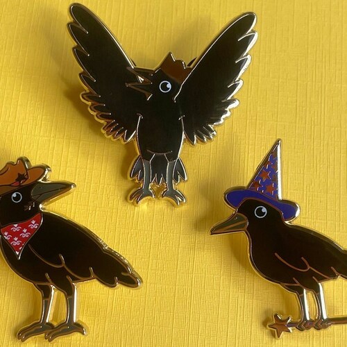Crow Enamel Pins - Etsy