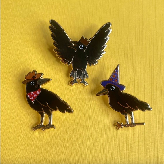 Crow Enamel Pins - Etsy