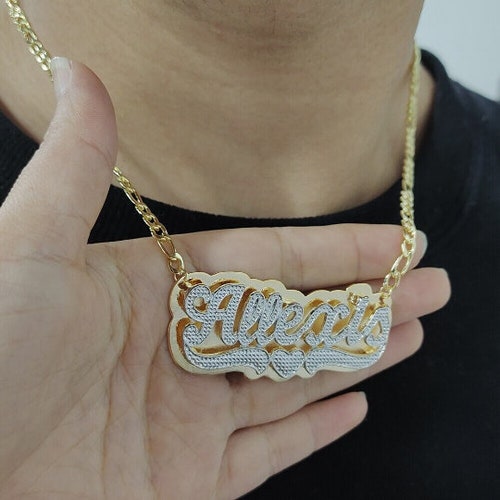 Name Plate Necklace Double Nameplate Necklace Custom - Etsy
