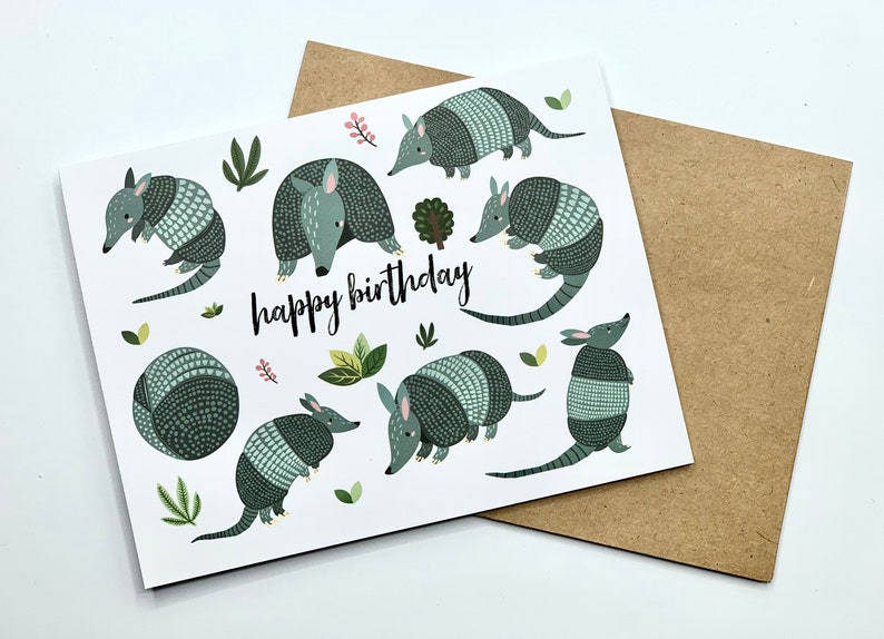 Armadillo Birthday Card Happy Birthday Cards With Envelopes - Etsy