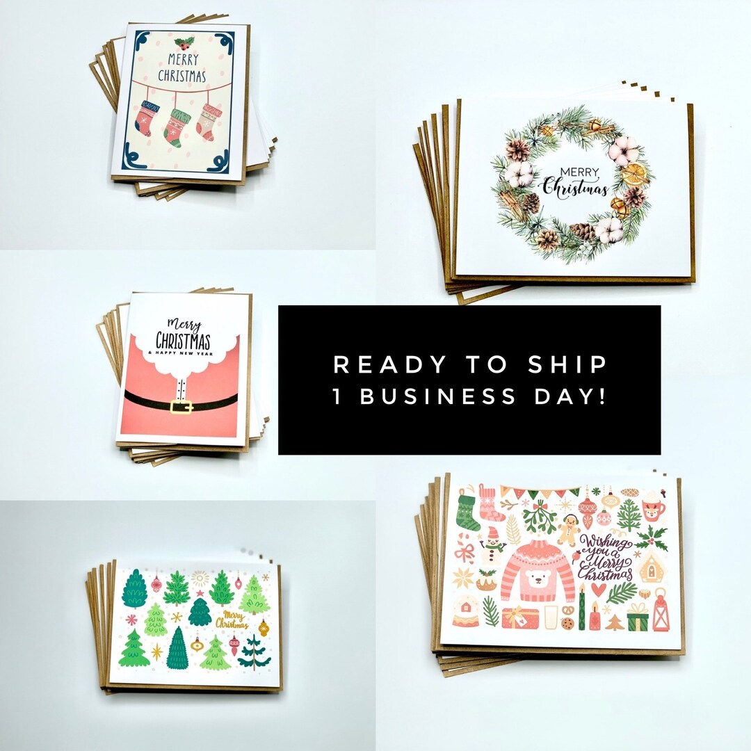 10 Pack Holiday Christmas Card Set, Merry Christmas Holiday Cards With ...