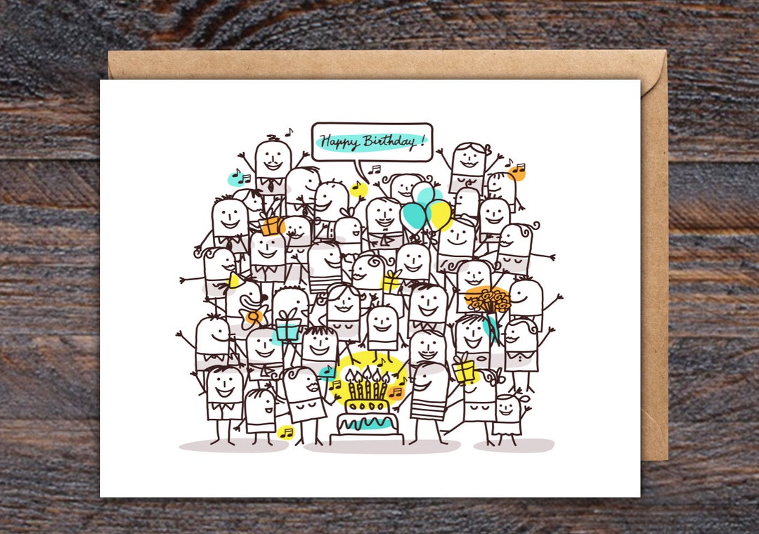 Office Birthday Card, Happy Bday Cards, Blank Greeting With Envelope ...