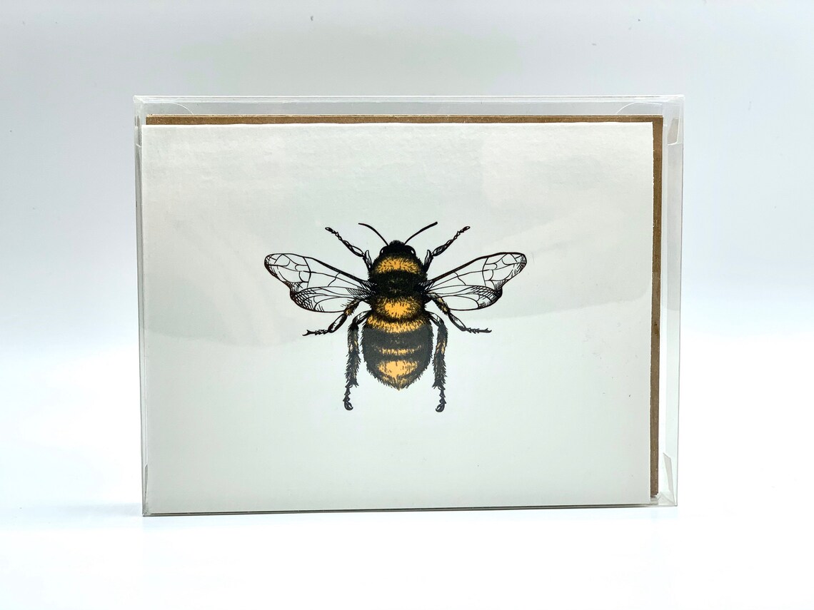 Bee Card Blank Greeting Cards with envelope thank you note | Etsy