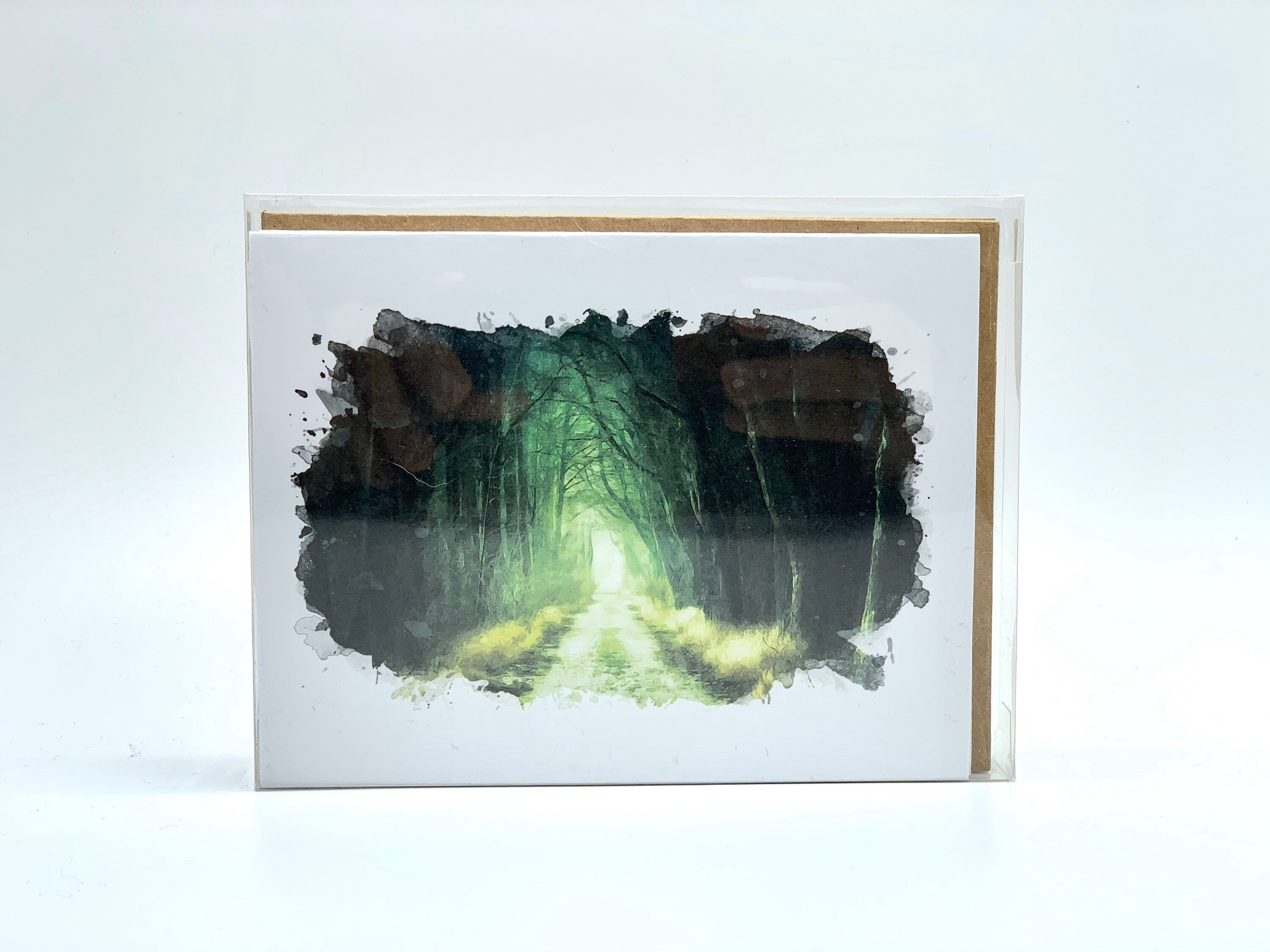 Green Forest Card Wood Cards Blank Greeting with envelope | Etsy