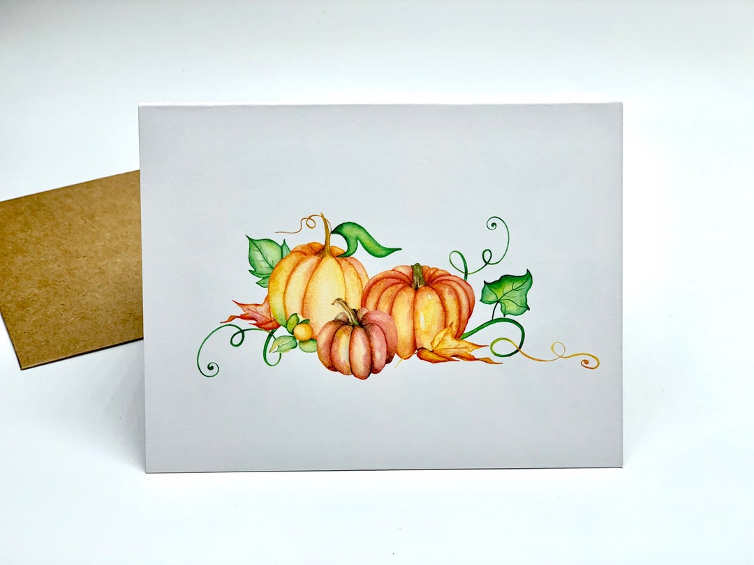 Pumpkin Card, Pumpkin Patch Card, Pumpkins Cards With Envelope ...