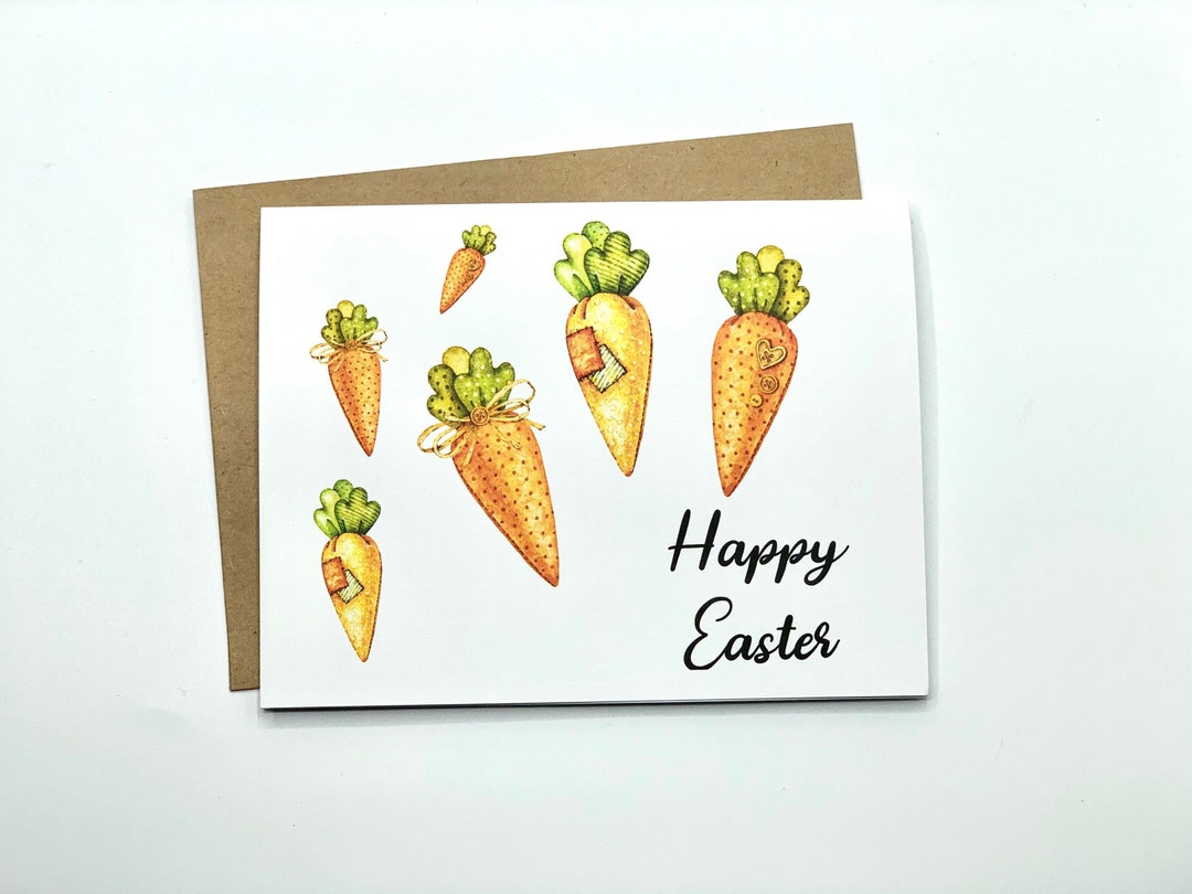 Carrot Happy Easter Card - Easter Bunny Card - Easter Egg Cards ...