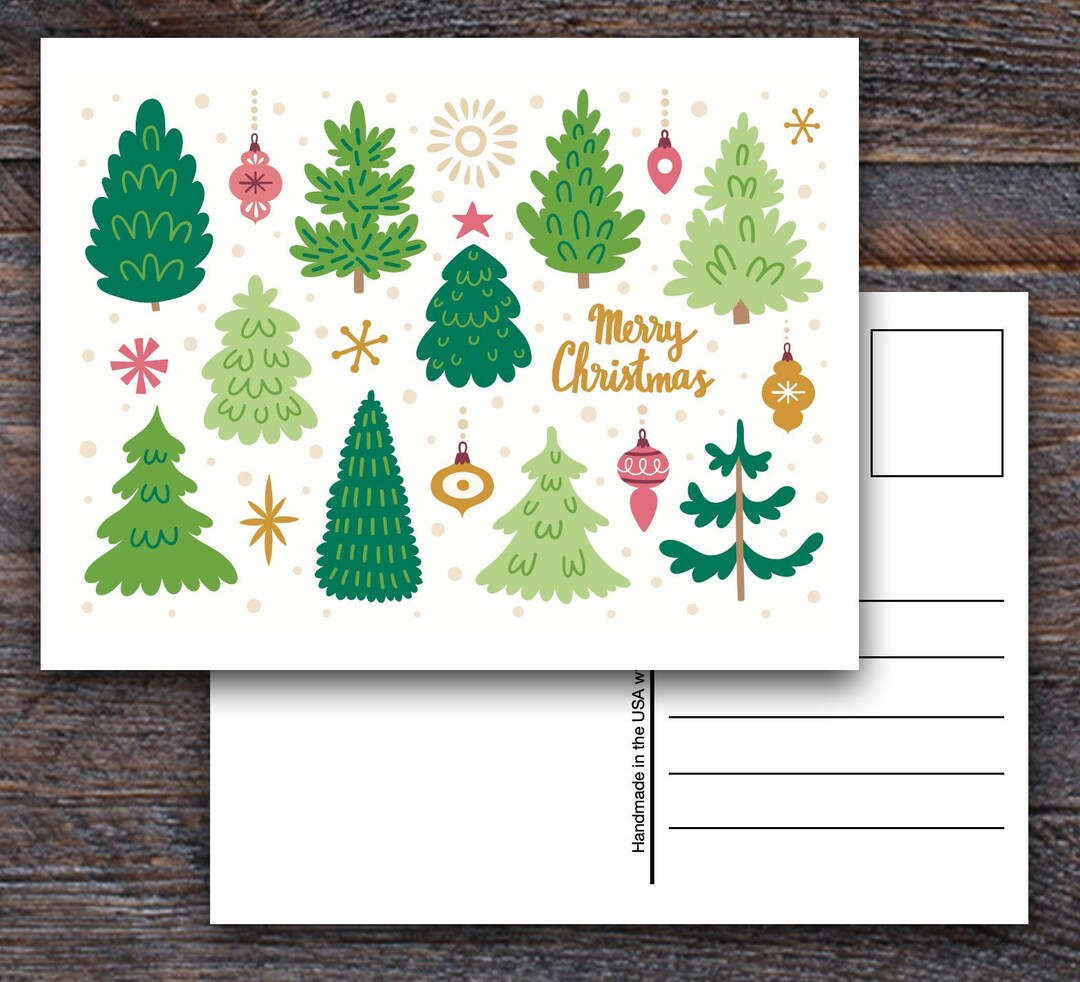 Christmas Tree Postcards - 4 Postcards - Etsy