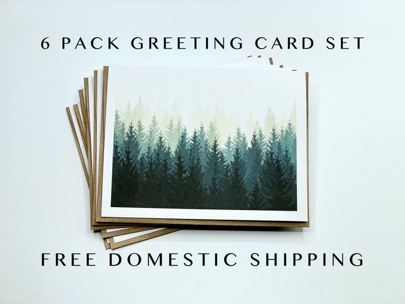 Forest Card Green Forests Cards Trees Card Pnw Greeting | Etsy