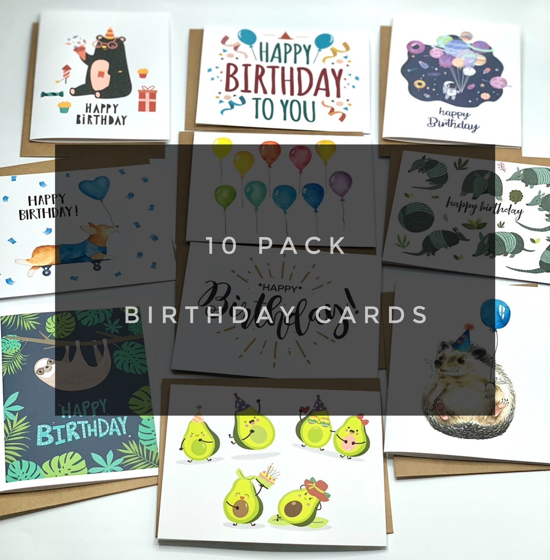 Birthday Card 10 Pack With Envelopes Assorted Perfect for Any ...