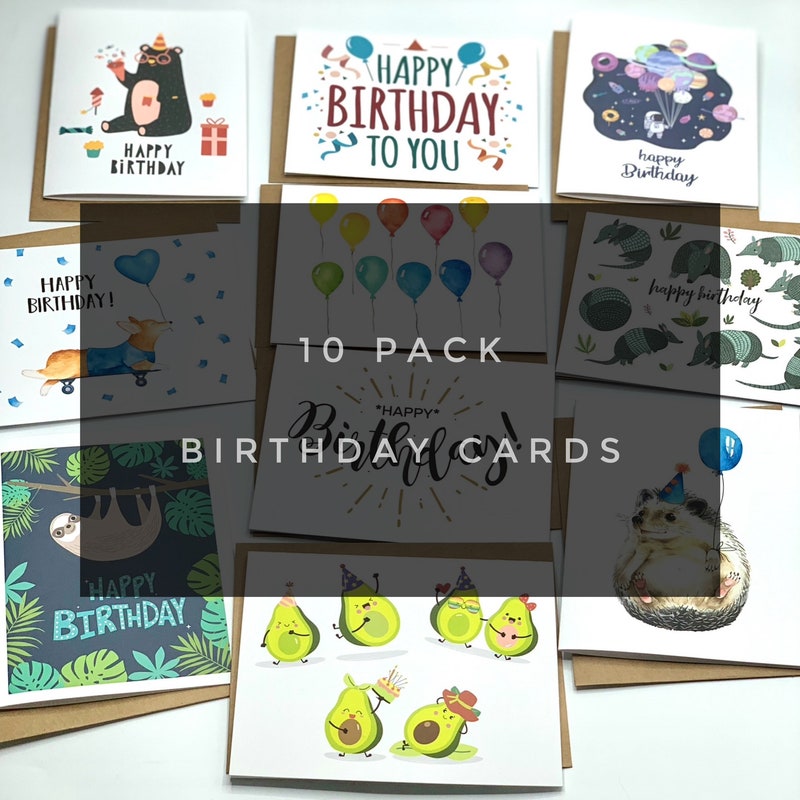 Pack of 10 Birthday Card - Etsy