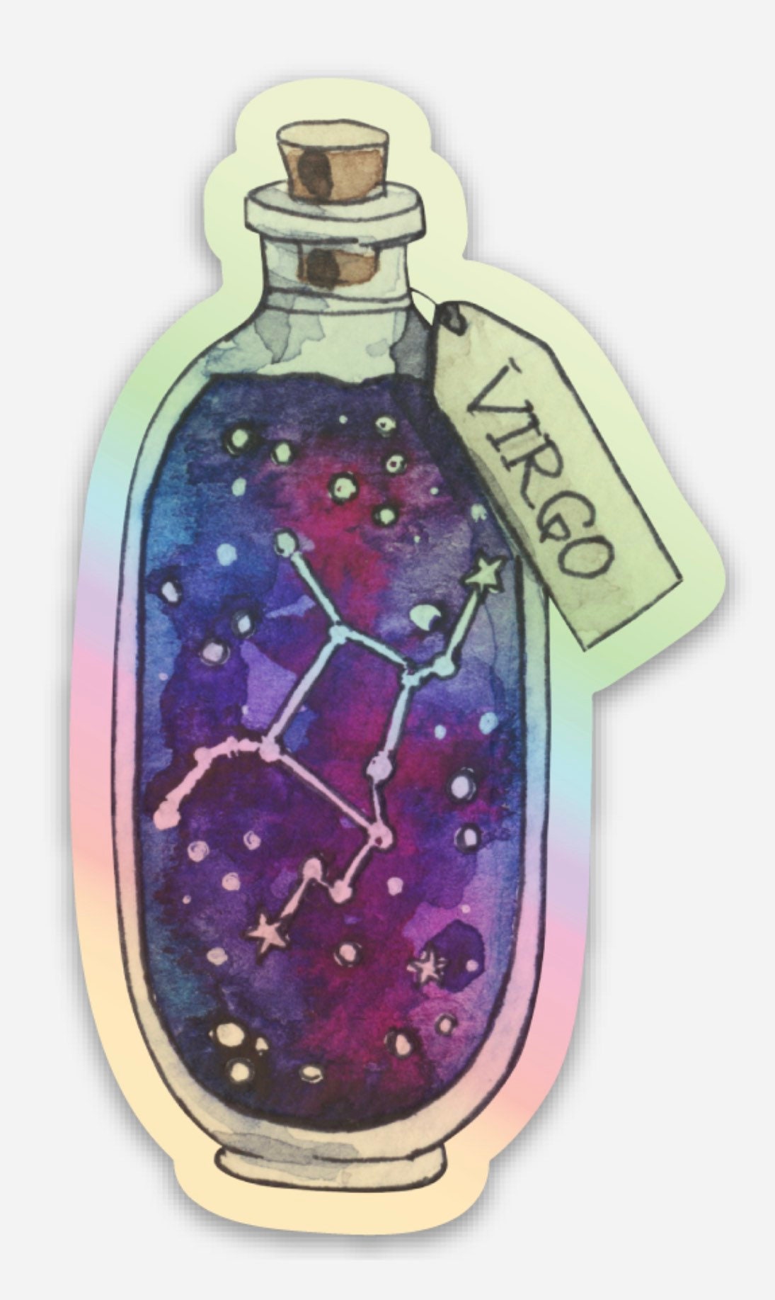 Virgo Sticker Zodiac holographic 3 inch x 1.75 inch | Etsy