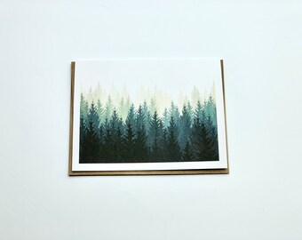 Forest Card Green Forests Cards Trees Card Pnw Greeting | Etsy
