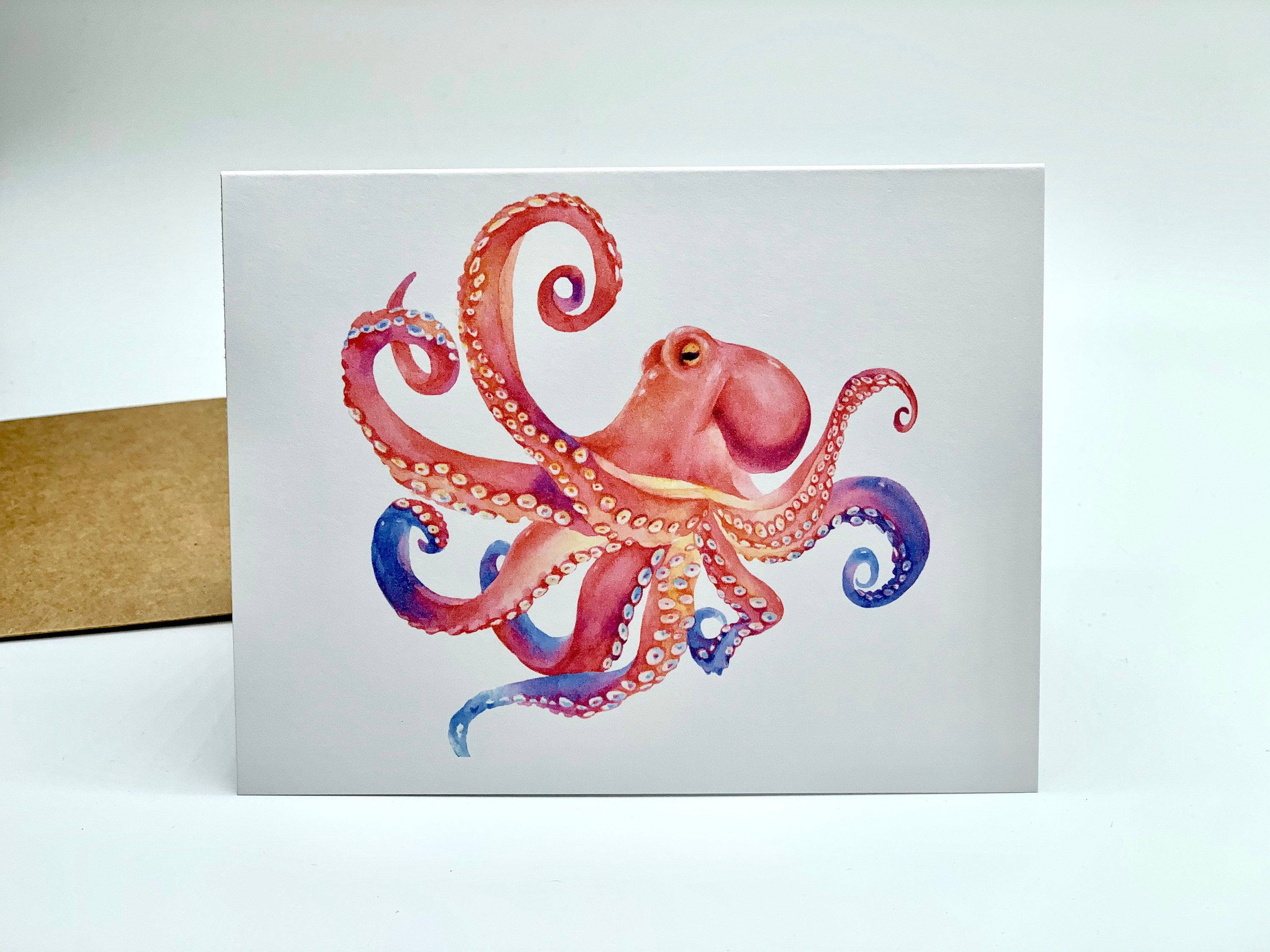 Octopus Card Octopus Cards With Envelope Cephalopod | Etsy