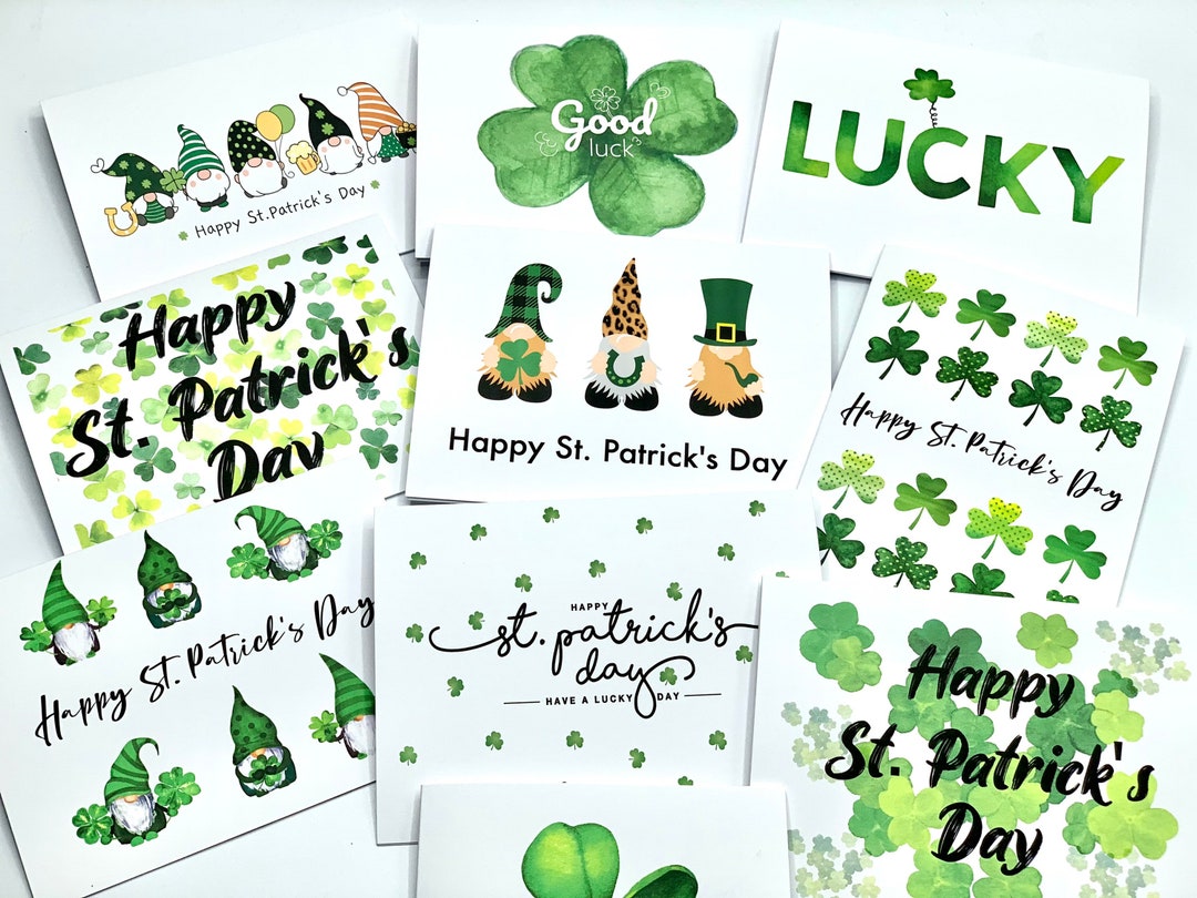 St. Patrick’s Day Cards - 10 Pack Greeting Card Set - Clovers St Pattys ...