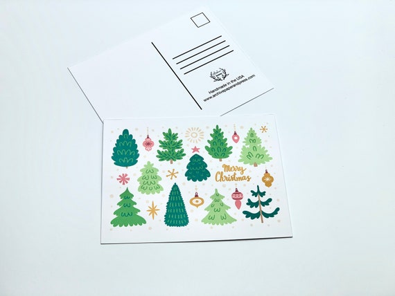 Christmas Tree Postcards 4 Postcards | Etsy