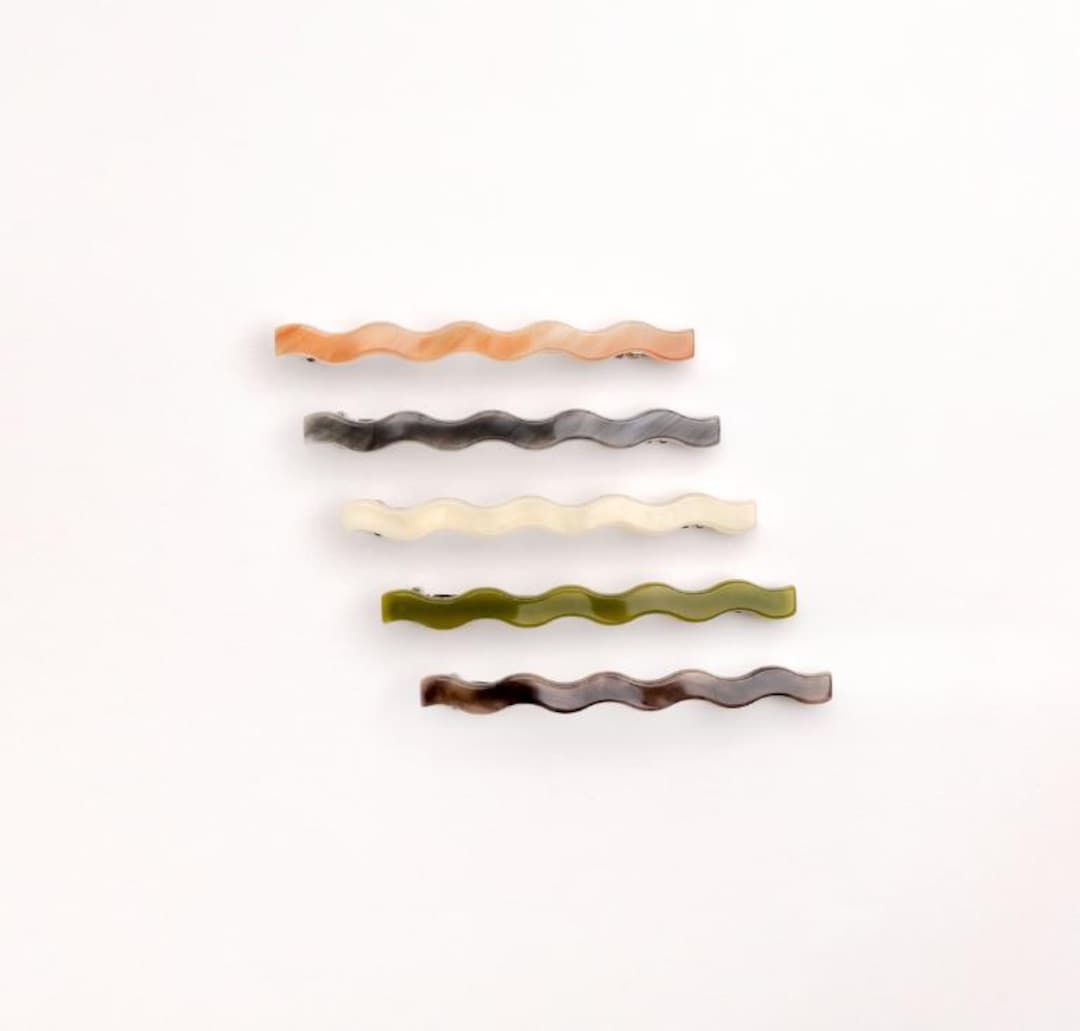 Minimalist Wave Marble Hair Barrette, Wave Bar Barrette, Hair Clip for ...