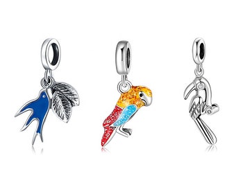 Silver Parrot Charms - Etsy