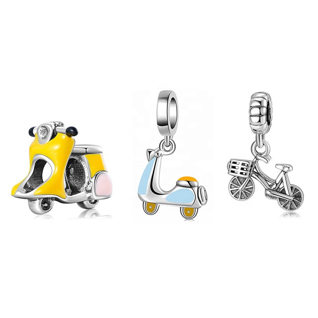 Wow Charms 925 Sterling Silver Charms Stylish Bicycle Pink Zircon ...