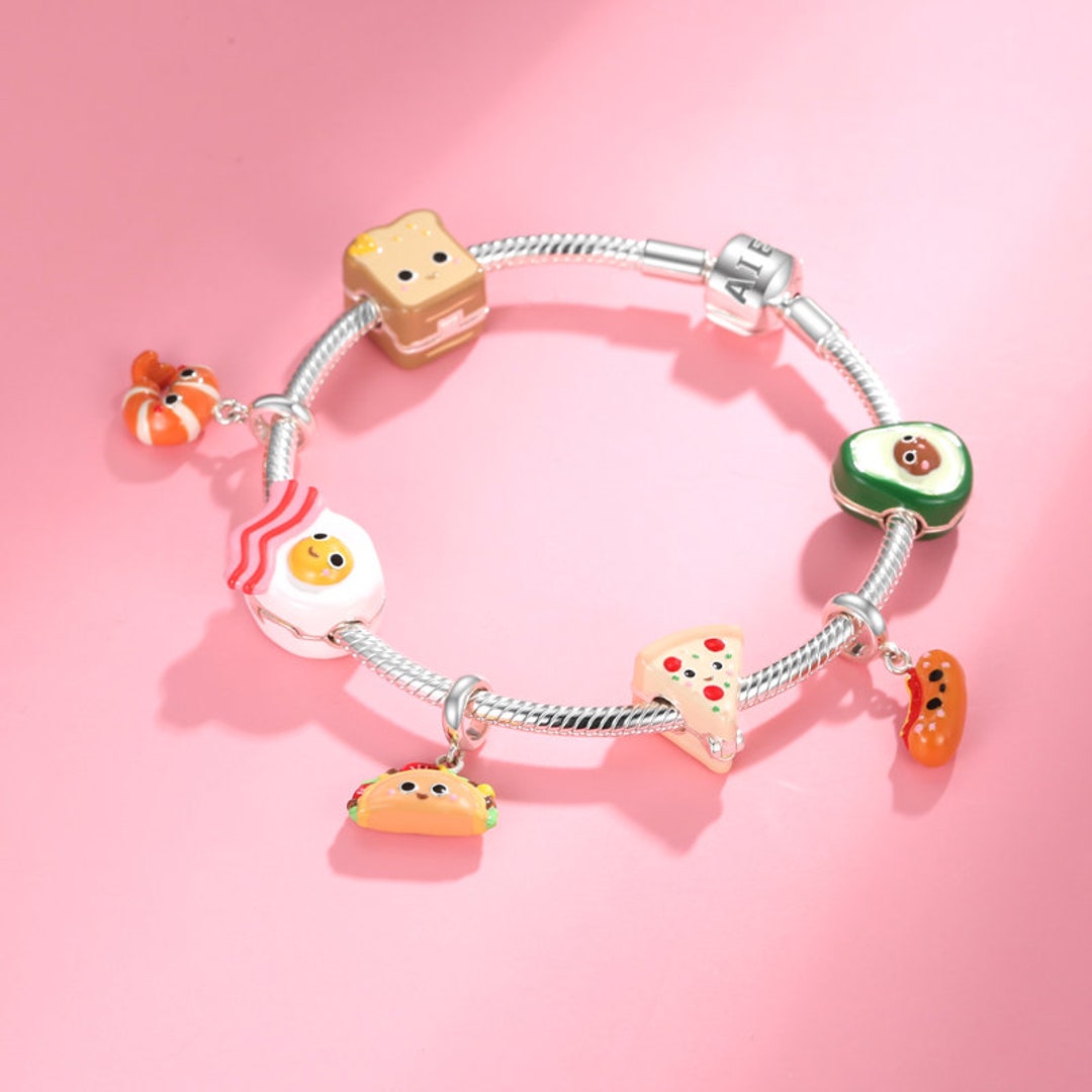 Wow Charms 925 Sterling Silver Cute Food Bread Avocado Cake Bread ...