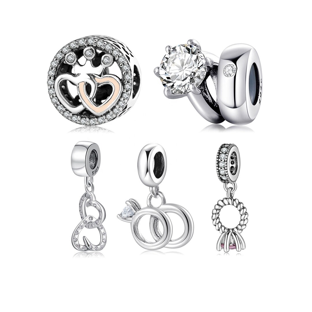Wow Charms 925 Sterling Silver | Charms Ring Crown Love Heart Beads ...
