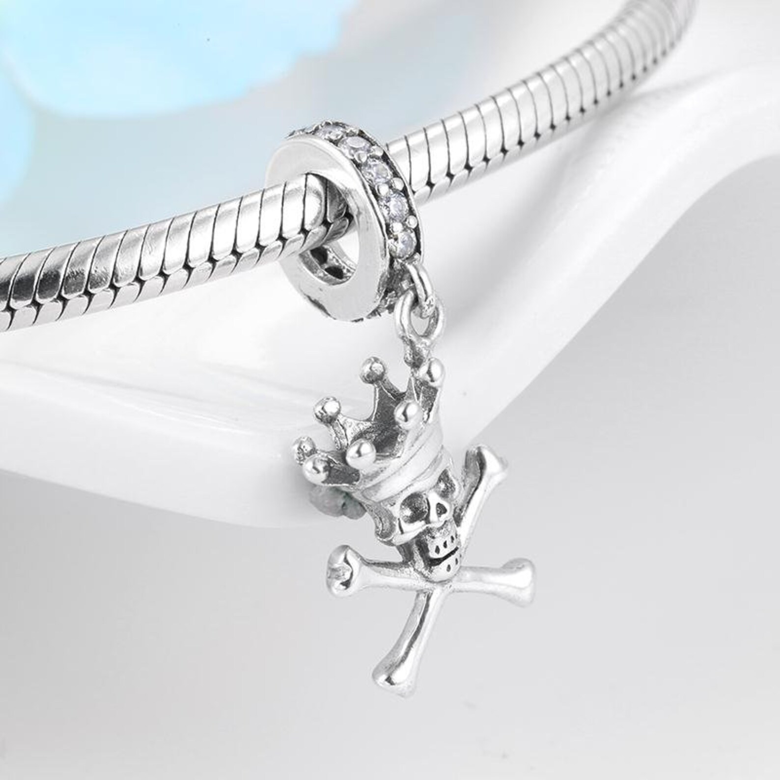 Wow Charms 925 Sterling Silver Charms Halloween Gift Skull Zircon Stone ...