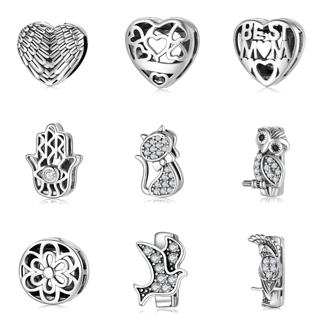 Wow Charms 925 Sterling Silver | Reflection Clips Animals Parrot Cat ...