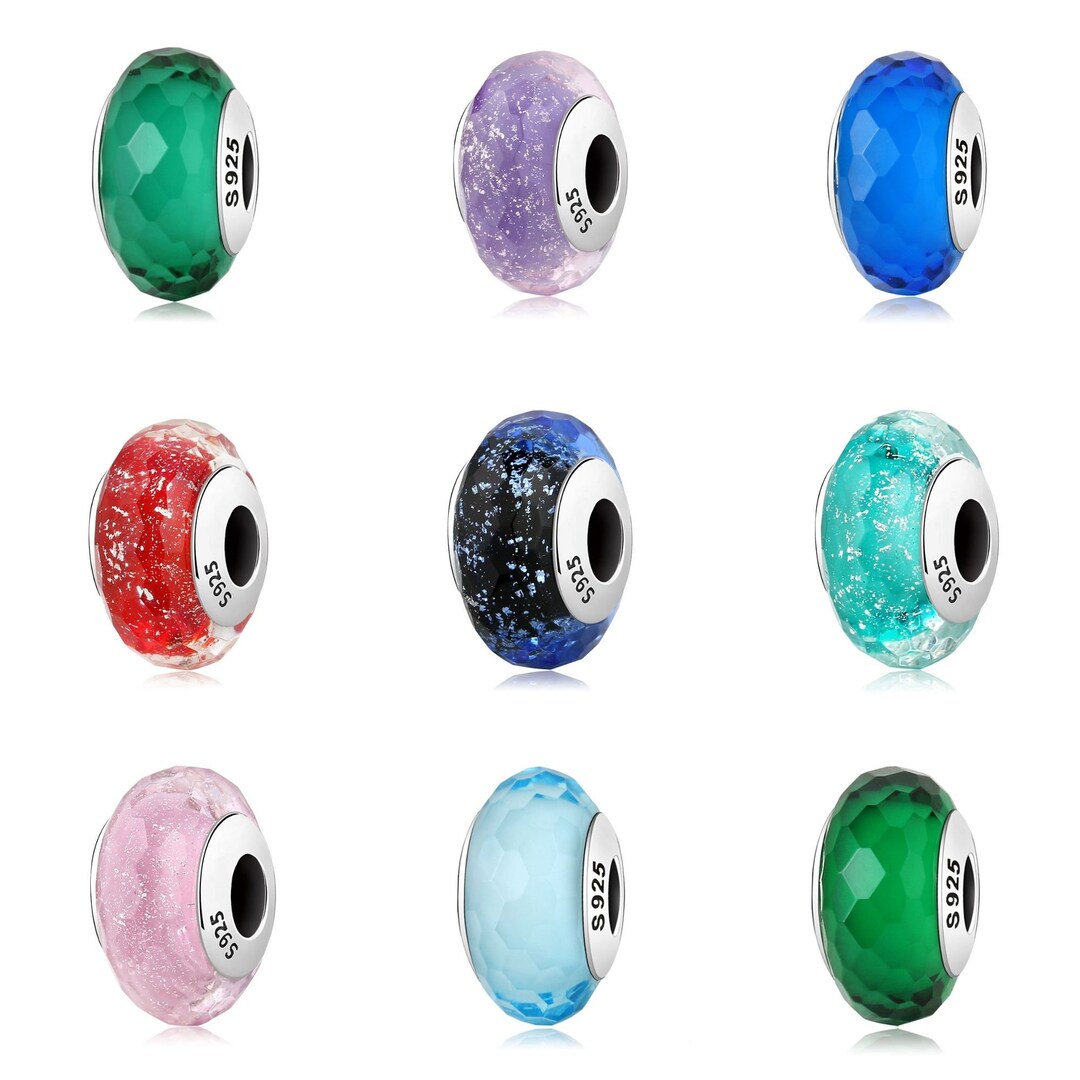 Wow Charms 925 Sterling Silver Charms Murano Glass Beads Blue Rot Pink ...