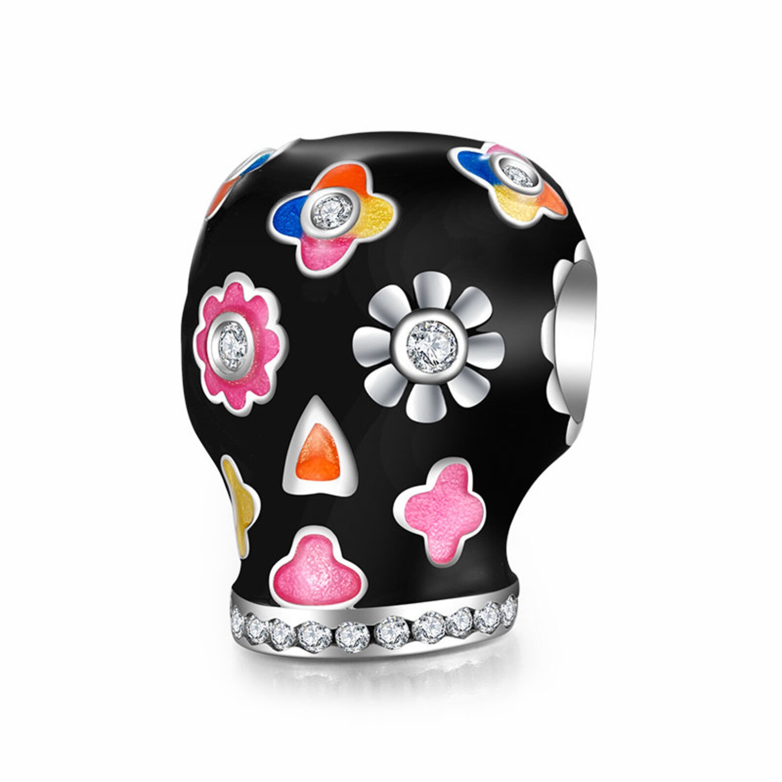 Wow Charms 925 Sterling Silver Charms Halloween Gift Skull Zircon Stone ...