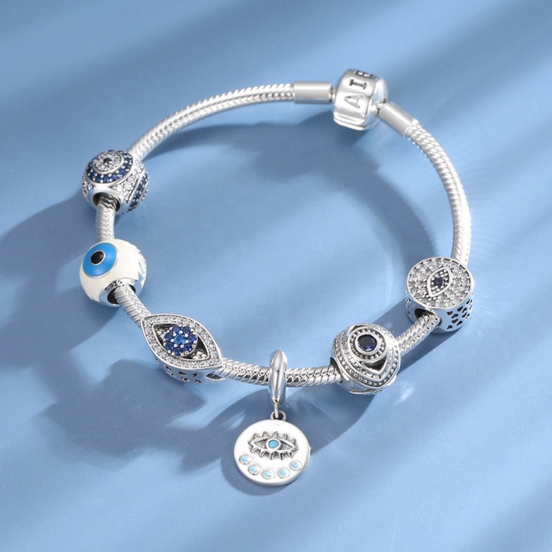 Wow Charms 925 Sterling Silver | Charms Blue Eye Zircon Stone Beads ...