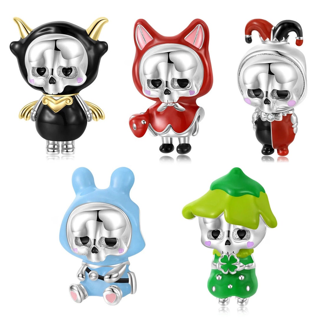 Wow Charms 925 Sterling Silver Cartoon Devil Skeleton Charms Enamel ...