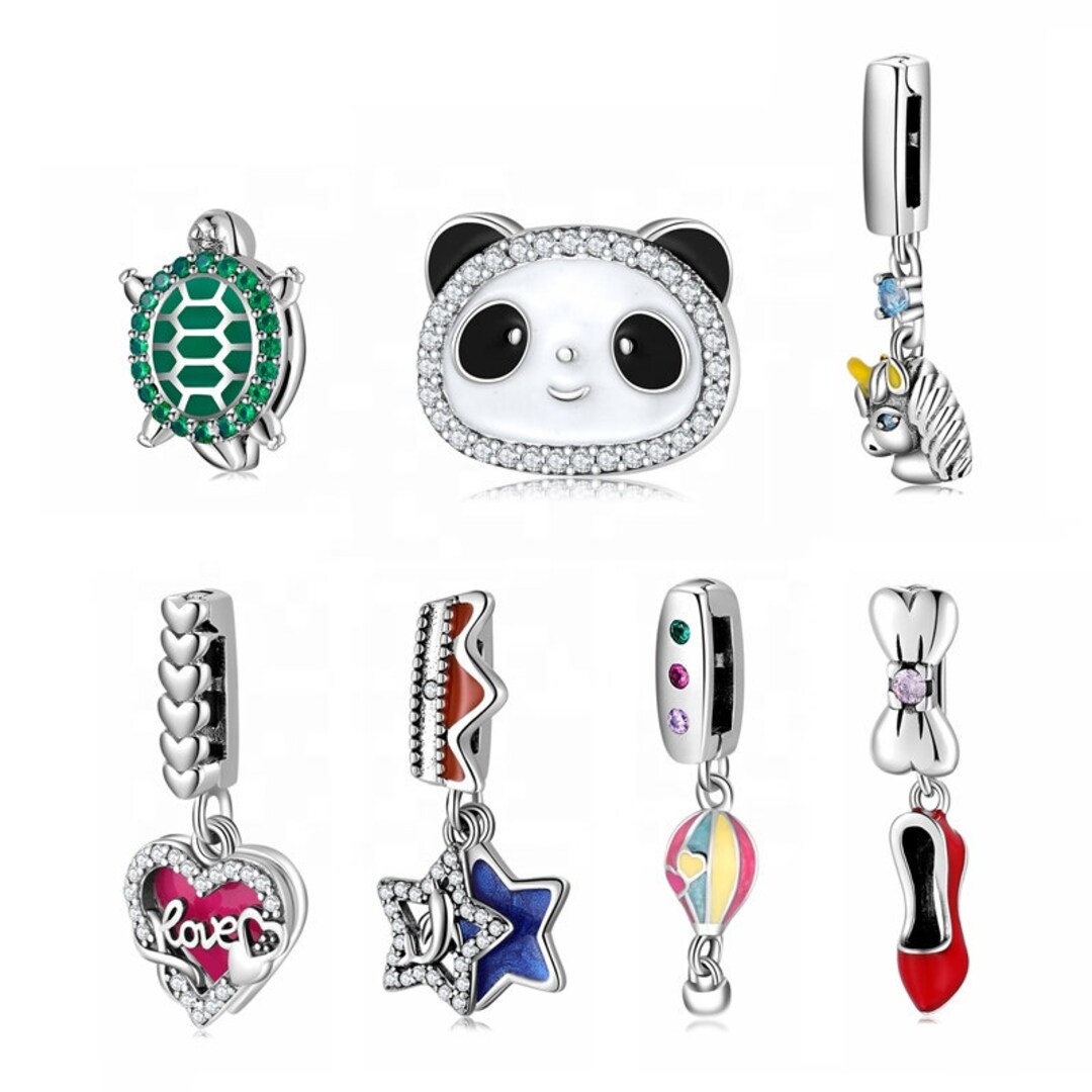 Wow Charms 925 Sterling Silver Reflection Clips Panda Unicorn Heart ...