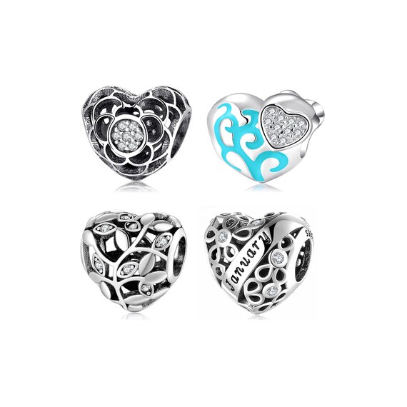 Wow Charms 925 Sterling Silver Charms Heart Zircon Stone Tree of Life Heart Beads. Charms fit for Pandora Bracelets. Etsy