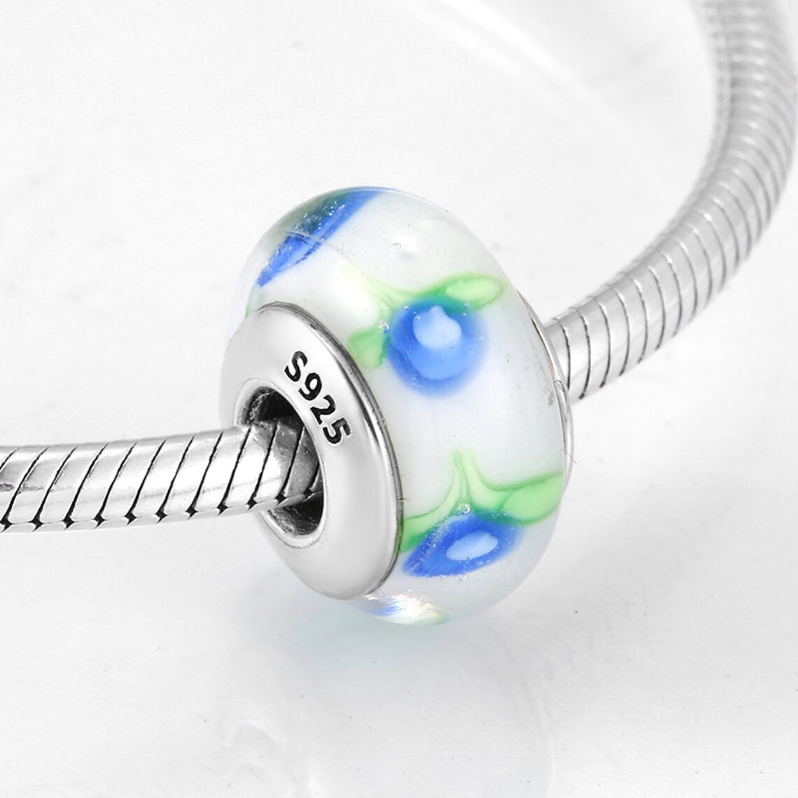 Wow Charms 925 Sterling Silver | Charms Murano Glass Beads Blue Pink ...