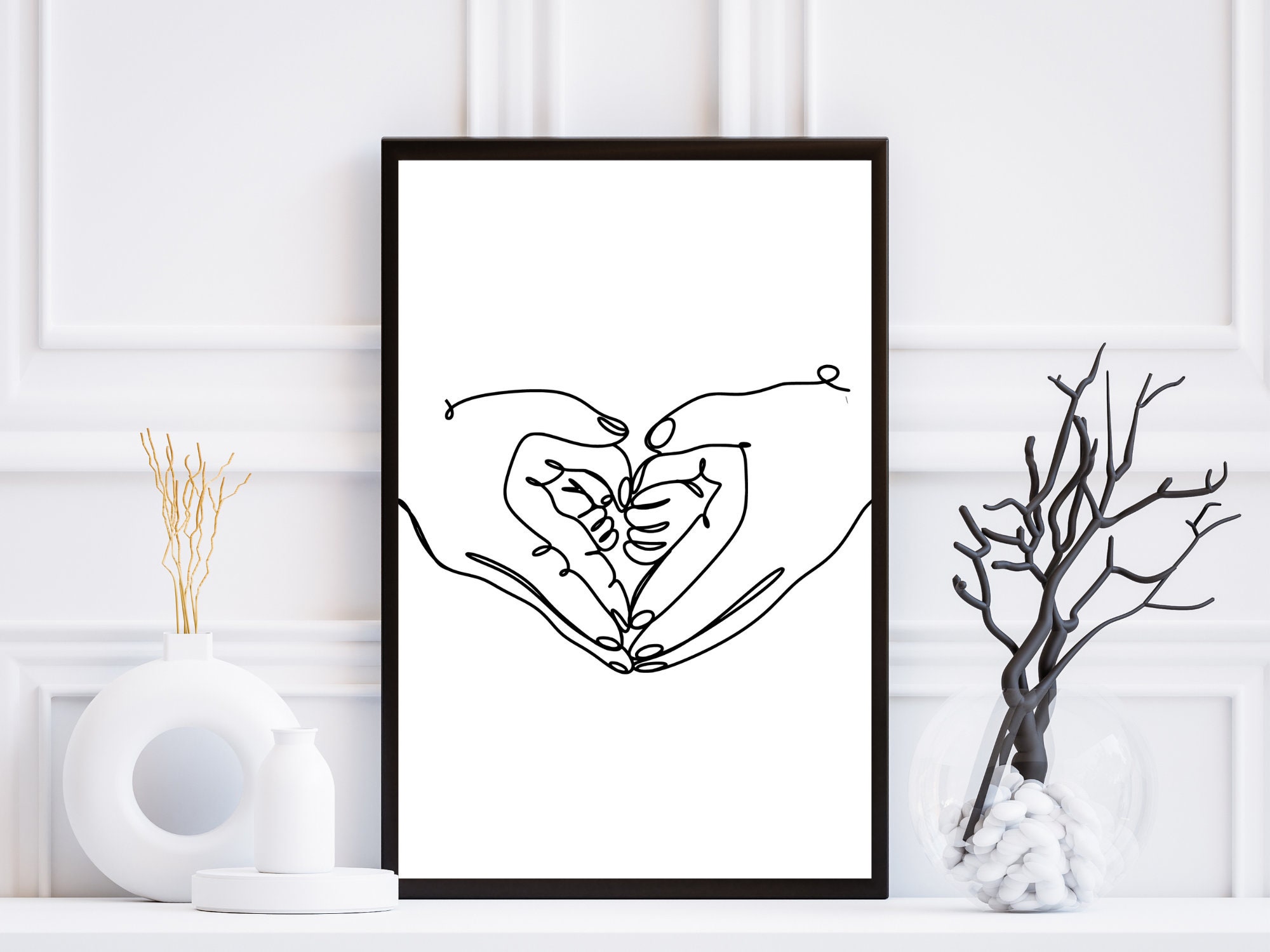 Family Handprint Baby Handprint Line Art Newborn Handprint Wall Art ...